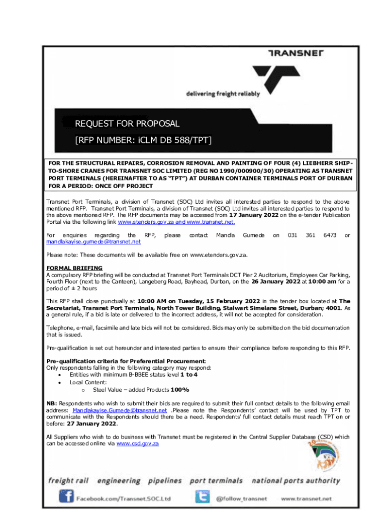 Fillable Online South Africa Ships Tenders, Bids and RFPs ...