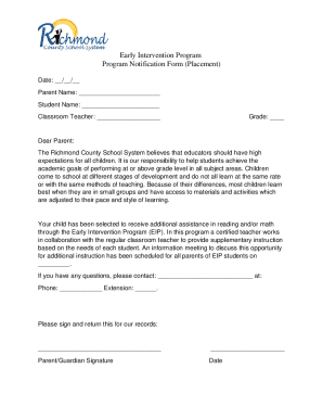 Fillable Online Early Intervention Program Program Notification Form ...