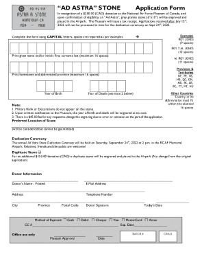 Fillable Online AD ASTRA STONE Application Form - airforcemuseum Fax ...