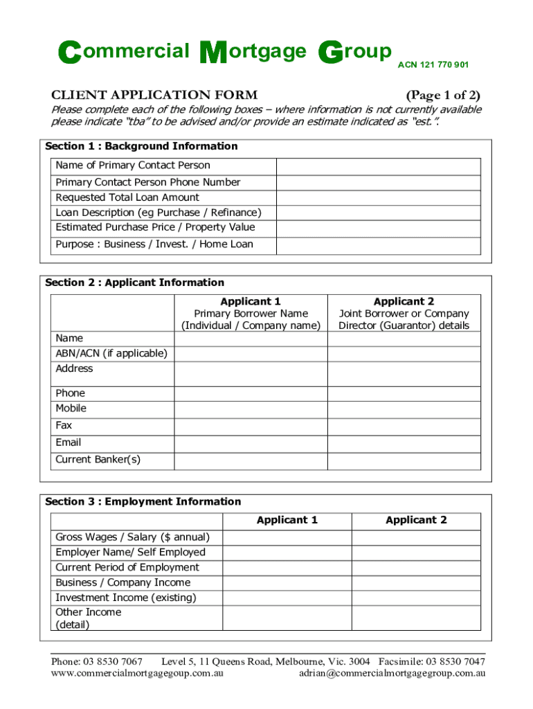Fillable Online CMG Application Form.doc Fax Email Print - pdfFiller
