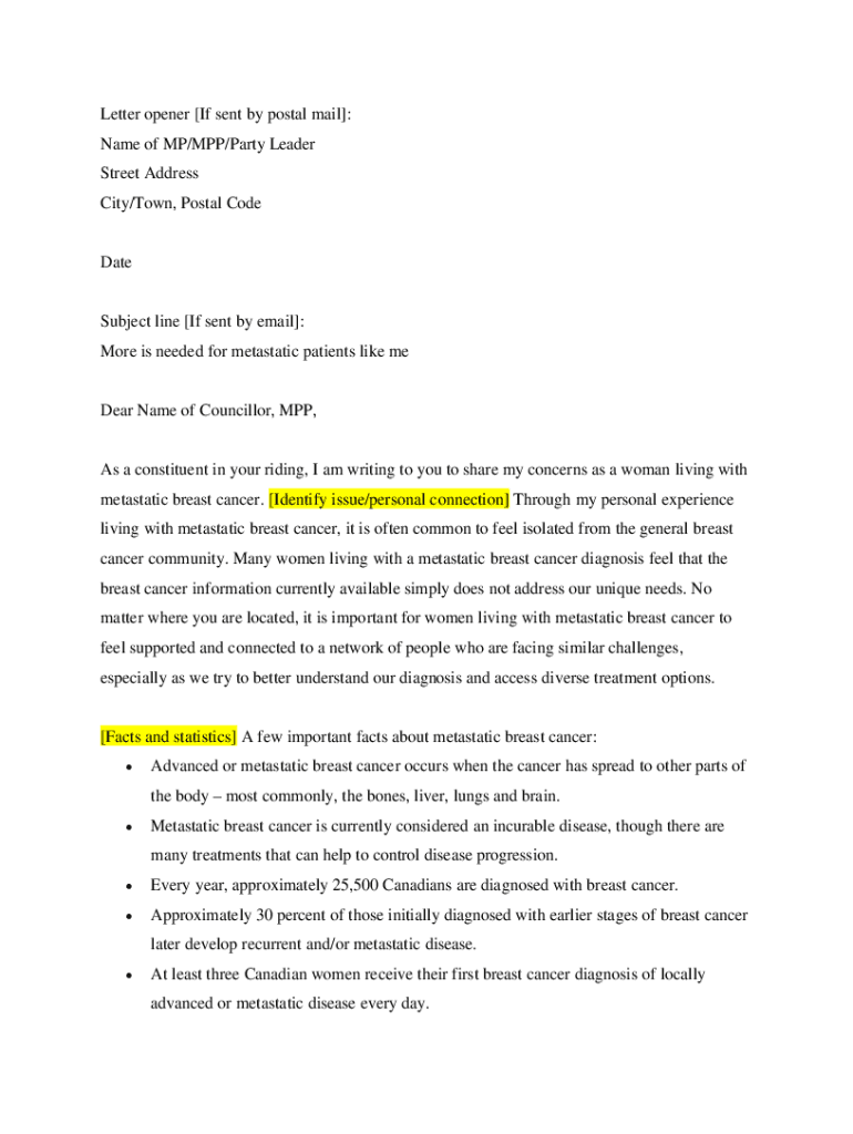 Fillable Online Sample Letter to your MP/MPP Fax Email Print - pdfFiller