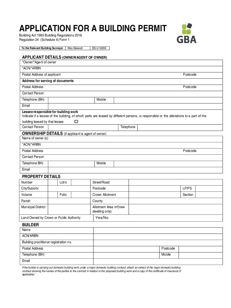 Fillable Online Form-1-Application-for-a-building-permit.docx Fax Email ...