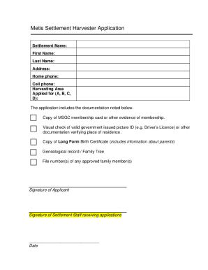 Fillable Online Metis Harvester Application. Environment General Letter ...