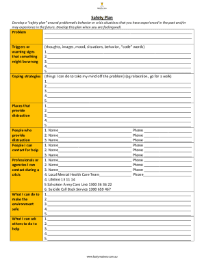 Fillable Online Creating a Crisis Plan: A Free Printable Worksheet for ...