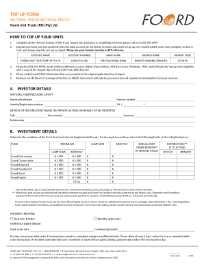 Fillable Online TOP UP FORM - Foord Unit Trusts (RF) (Pty) Ltd Fax ...