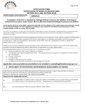 Fillable Online application form notification of intent to develop (nid ...