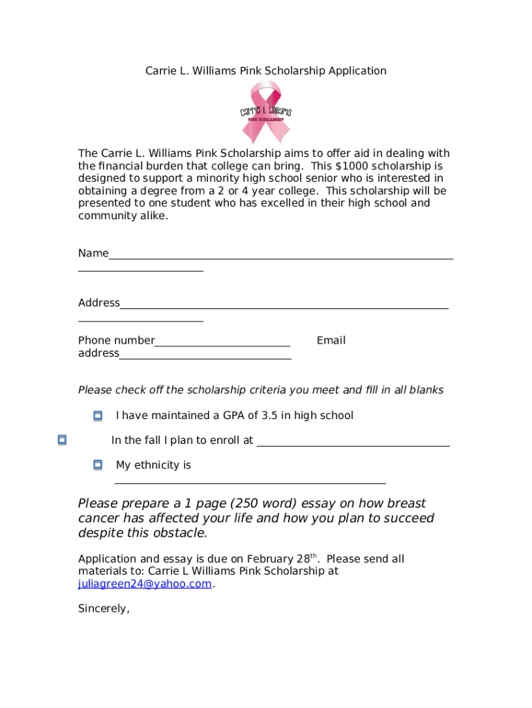 Scholarship Ination - Counseling - Greenbrier High School Doc Template | pdfFiller