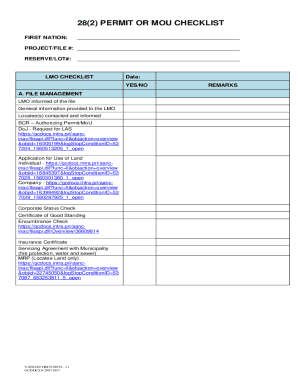 Fillable Online SECTION 28(2) PERMIT OR MOU - CHECKLIST - TEMPLATE Fax ...