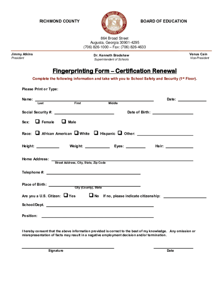 Fillable Online Finger Printing Form Fax Email Print - pdfFiller