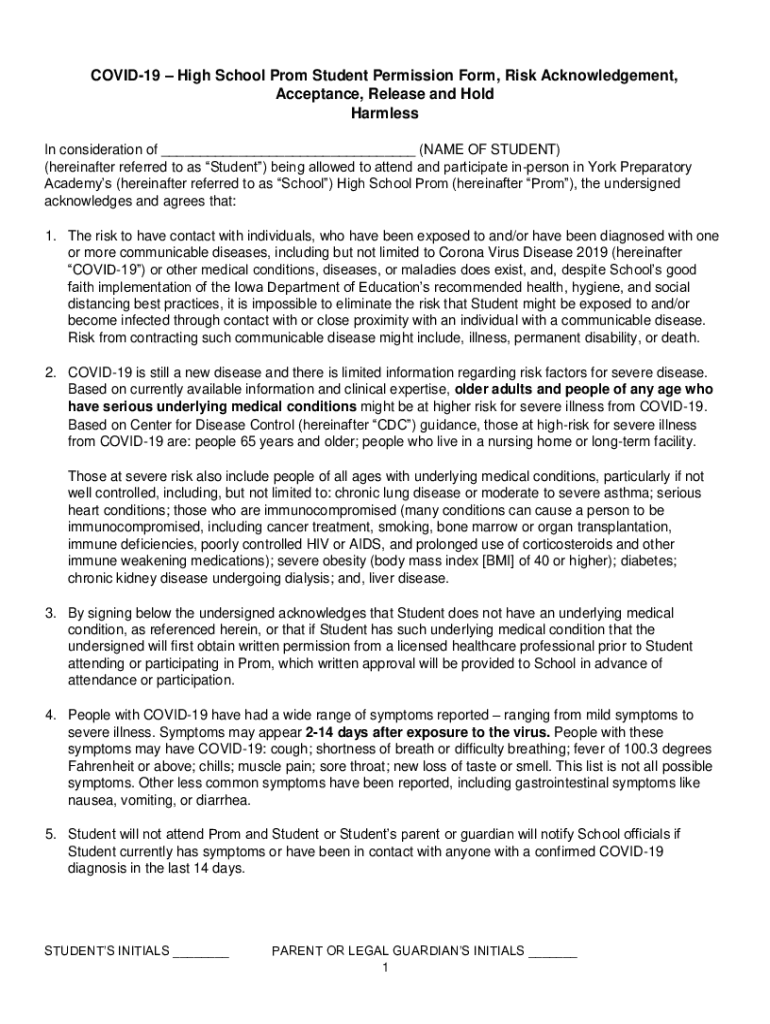 Fillable Online Covid-19 Acknowledgement Risk and Consent Form Fax Email Print - pdfFiller