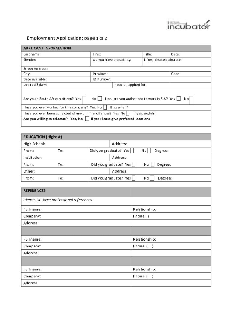 Fillable Online Action Care Ambulance - APPLICATION FOR EMPLOYMENT Fax ...