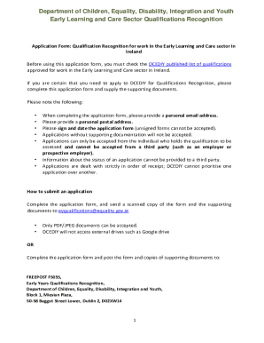 Fillable Online Application Form: Qualification Recognition for work in ...