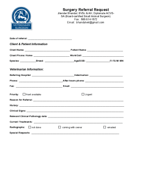 Fillable Online Surgery Referral Request - Central Valley Vet Hospital ...