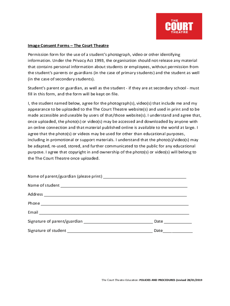 Fillable Online Image Consent Forms - The Court Education Fax Email ...