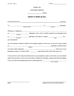 Fillable Online Form 74C: Affidavit in Support of Request for Probate ...