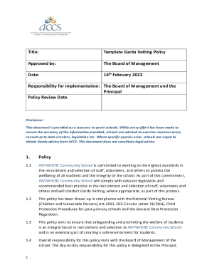 Fillable Online Sample Garda Vetting Policy (Draft) - The Irish Sports ...