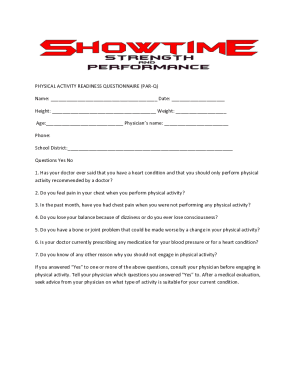 Fillable Online physical activity readiness questionnaire (par-q ...