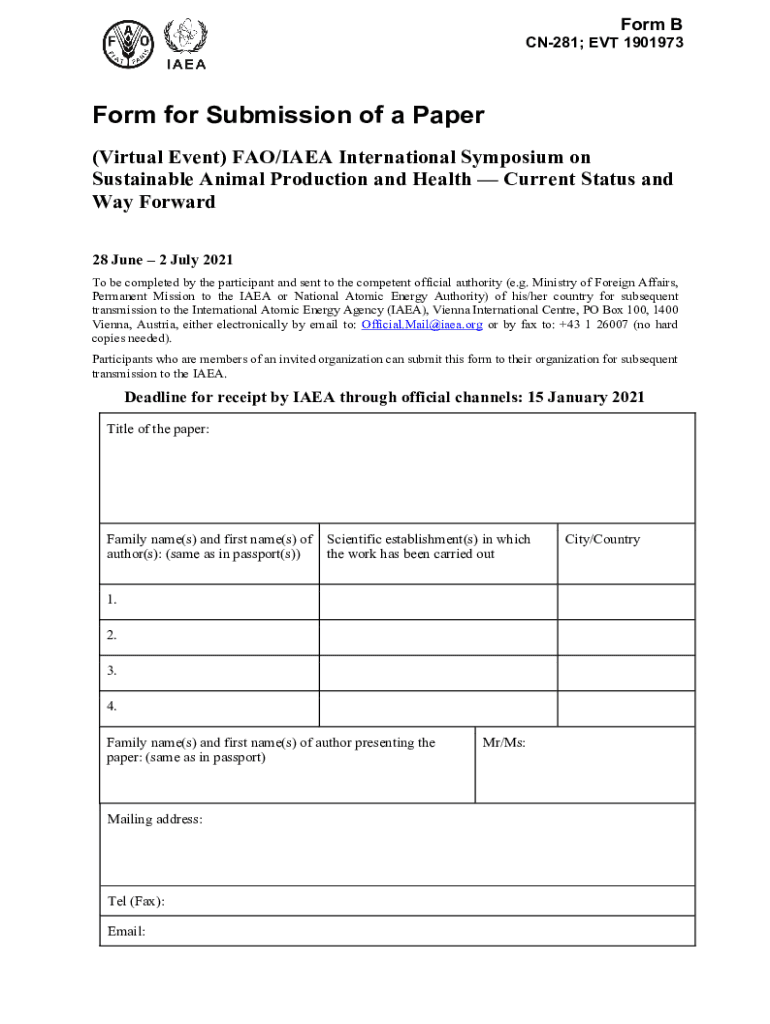 Fillable Online Animal Production and Health Section of the Joint FAO/IAEA ... Fax Email Print ...