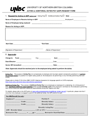 Fillable Online ACTING or ADDITIONAL DUTIES PAY (ADP) REQUEST ... Fax ...