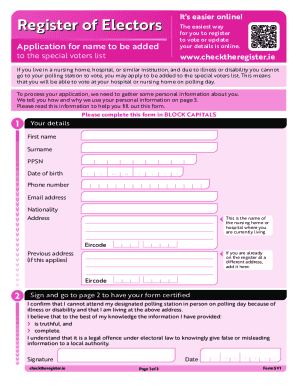 Fillable Online 134991 Electoral Special Voter Form A4.indd Fax Email ...