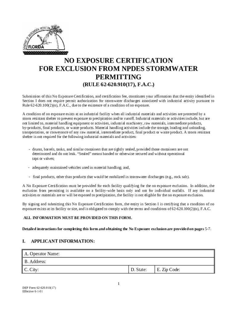 How to Obtain the No Exposure Exclusion from Stormwater Permitting Doc ...