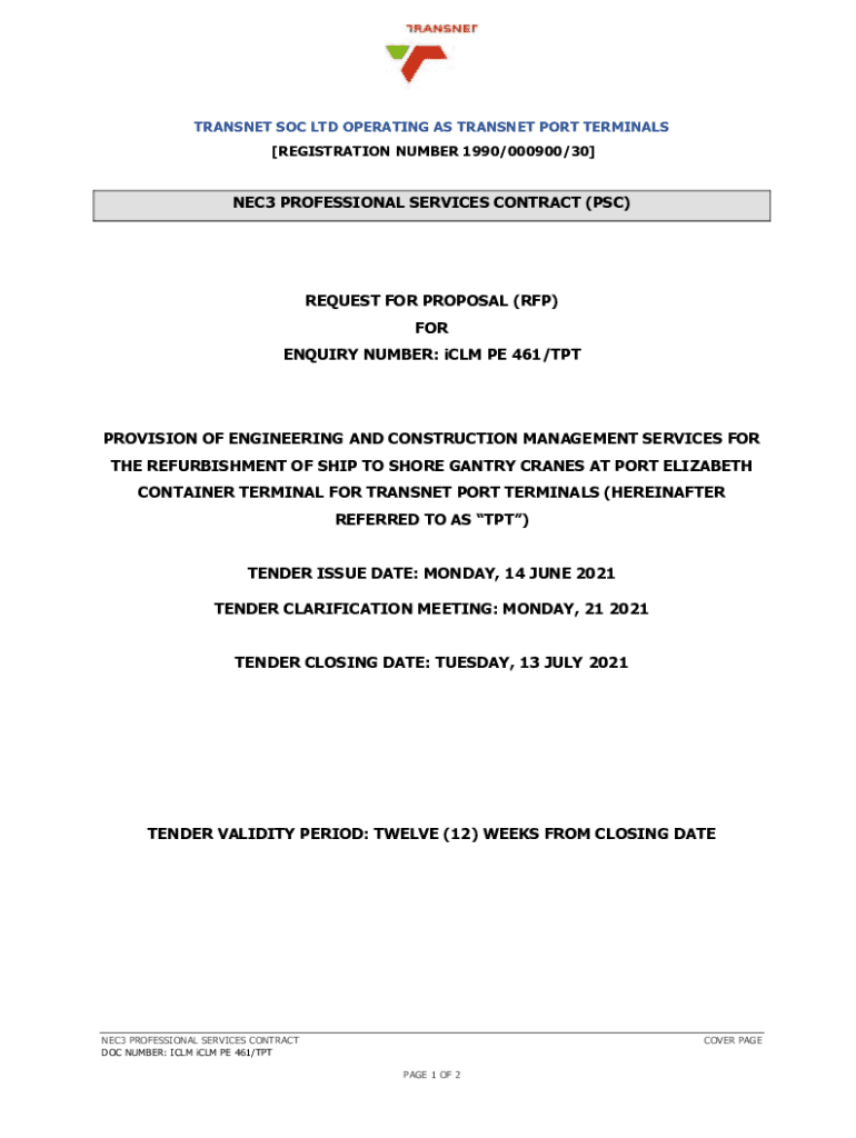 Fillable Online Tender: iCLM PE 558/TPT Supply and delivery of PPE Fax Email Print - pdfFiller
