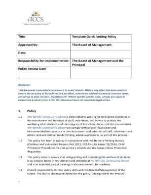 Fillable Online Title: Template Garda Vetting Policy Approved by: The ...