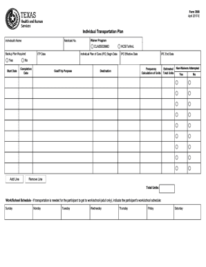 Fillable Online Individual Transportation Plan (For CLASS or DBMD ...