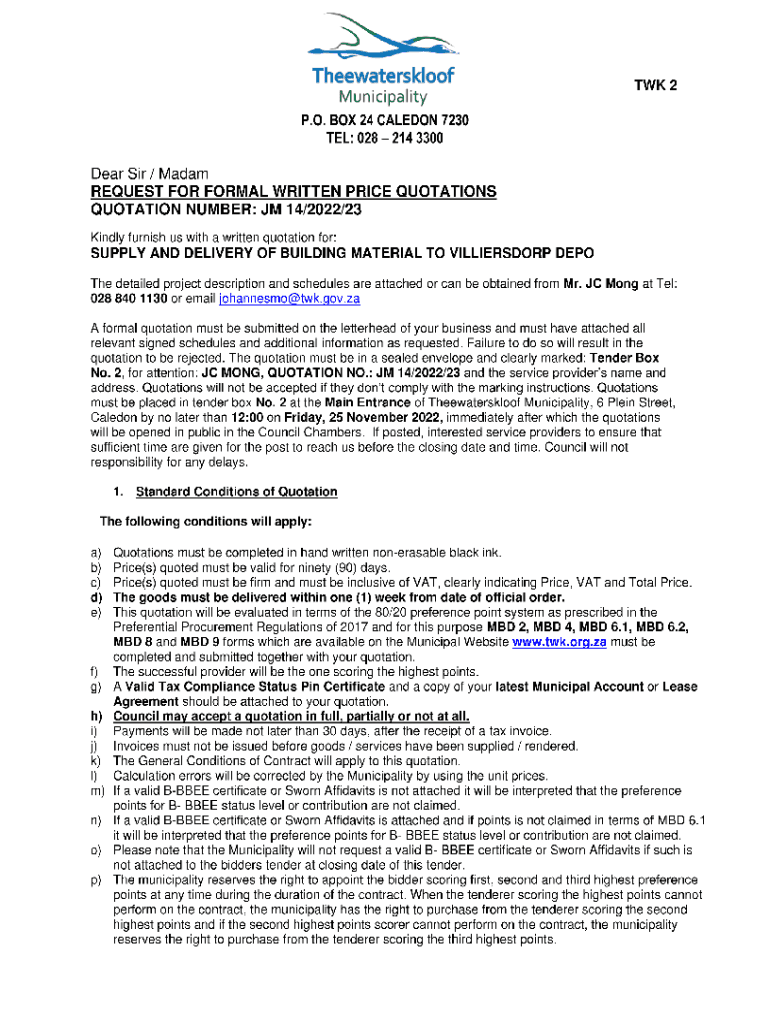 Fillable Online twk gov Evaluation form for tender based on the ...