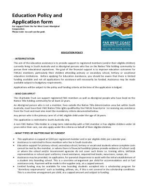 Fillable Online Education Policy and Application form - Far West Coast ...