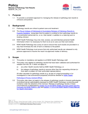 Fillable Online NSW Health Pathology Policy Framework Fax Email Print ...