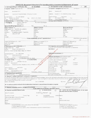 Fillable Online Revised notification and movement documents for the ...