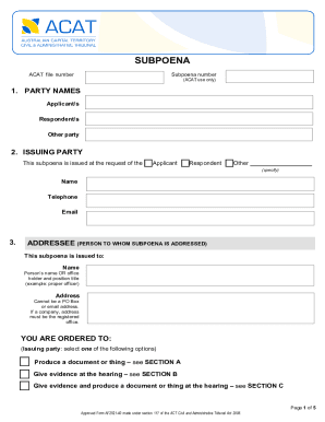 Fillable Online Subpoena. Subpoena form Fax Email Print - pdfFiller