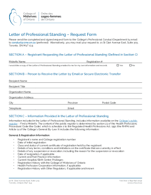 Fillable Online Request for Statement of Professional Standing Fax ...