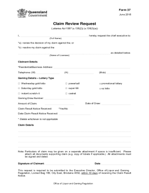 Fillable Online Form 37 Claim Review Request. Form 37 - Claim Review ...