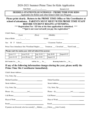 Fillable Online Prime Time for Kids is a licensed schoolage program ...