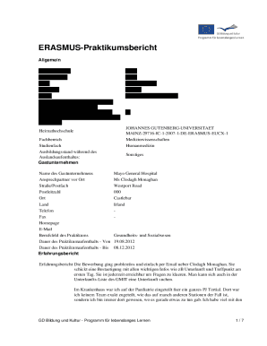 Fillable Online ERASMUS-Praktikumsbericht - Uni Kiel - International ...