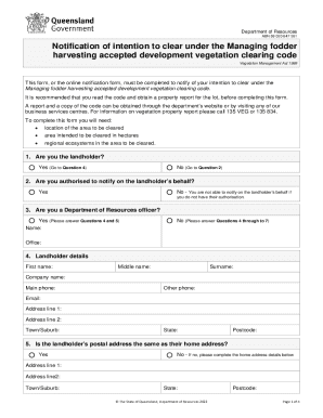 Fillable Online Fodder ADVCC Form. Accepted development vegetation ...