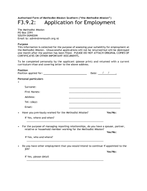 Fillable Online F3.9.2: Application for Employment - Education Gazette ...