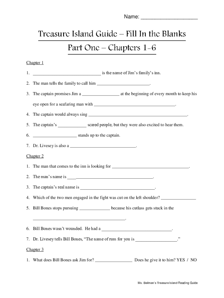 Fillable Online Treasure Island (Fill in the Blank) Flashcards ...