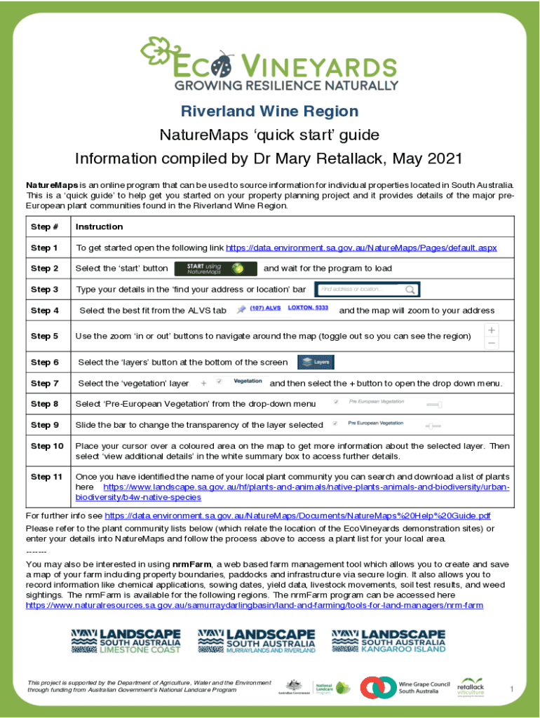 Fillable Online Riverland Wine Region NatureMaps 'quick start' guide ... Fax Email Print - pdfFiller