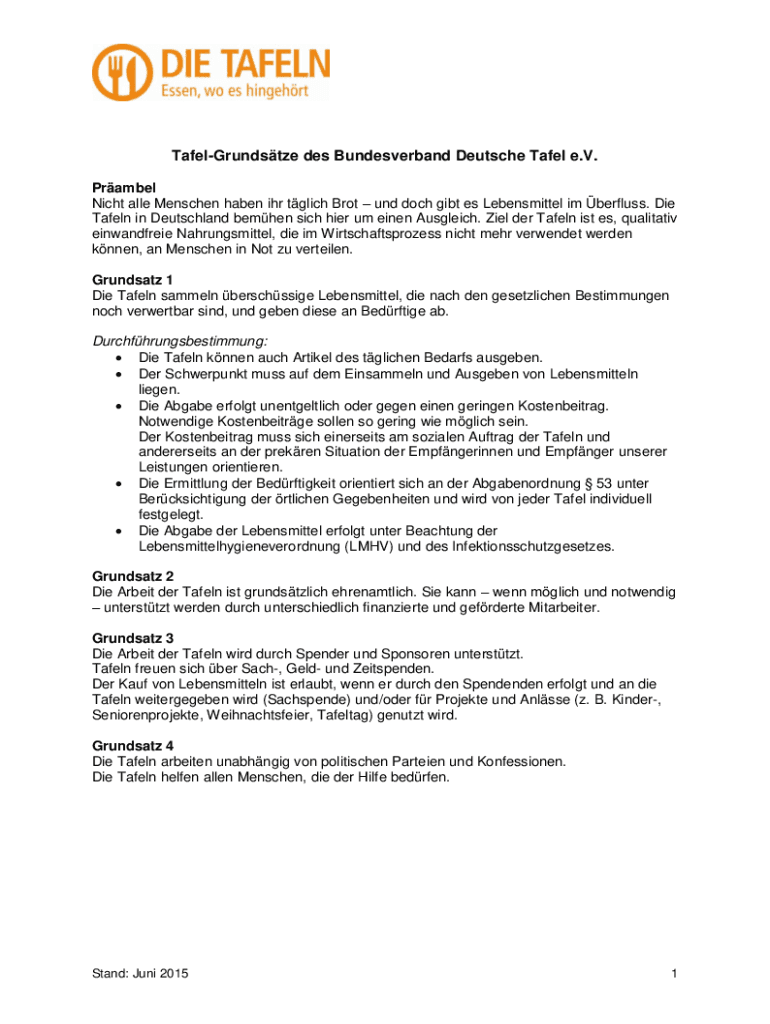Fillable Online Grundstze der Tafeln - Esenser Tafel.e.V. Fax Email ...