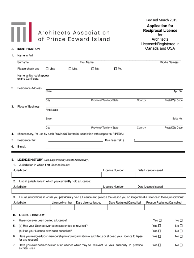Fillable Online APPLICATION FOR LICENSE FOR ARCHITECTS LICENSED ... Fax ...