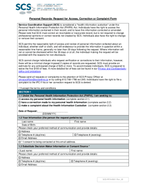 Fillable Online Request for Access, Correction or Complaint Form Fax Email Print - pdfFiller