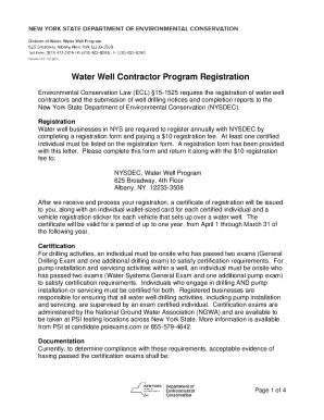 Fillable Online www1 dec state ny NYS Water Well Contractor ...