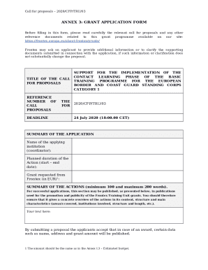 Annex 03 - Application . Frontex Document Template Doc Template | pdfFiller