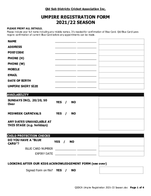 Fillable Online Registration Form - Queensland Cricket - Yumpu Fax ...