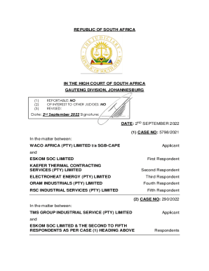 Fillable Online 1 REPUBLIC OF SOUTH AFRICA IN THE HIGH COURT ... Fax Email Print - pdfFiller