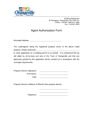 Fillable Online Agent Authorization Form - Town of Orangeville Fax ...