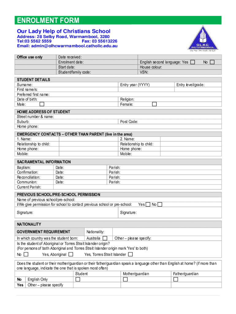 Fillable Online School fees at Our Lady Help of Christians School Fax Email Print - pdfFiller
